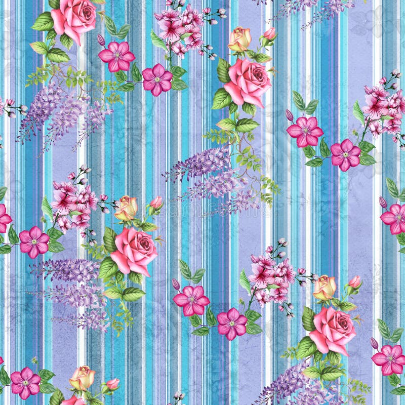 Digital Print Flower Pattern Design Stock Illustration - Illustration ...