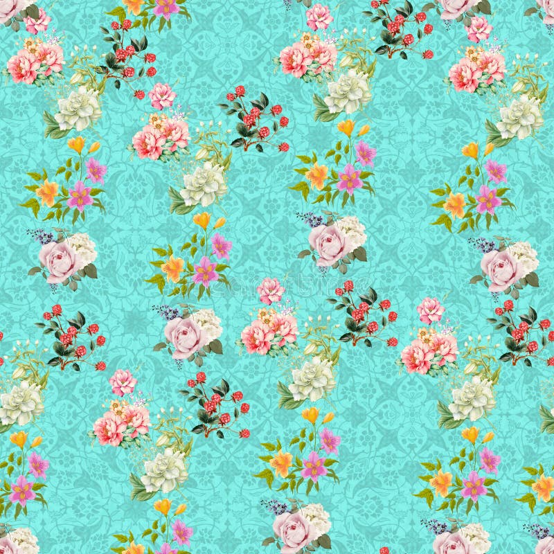 Digital Print Flower Pattern Design Stock Illustration - Illustration ...