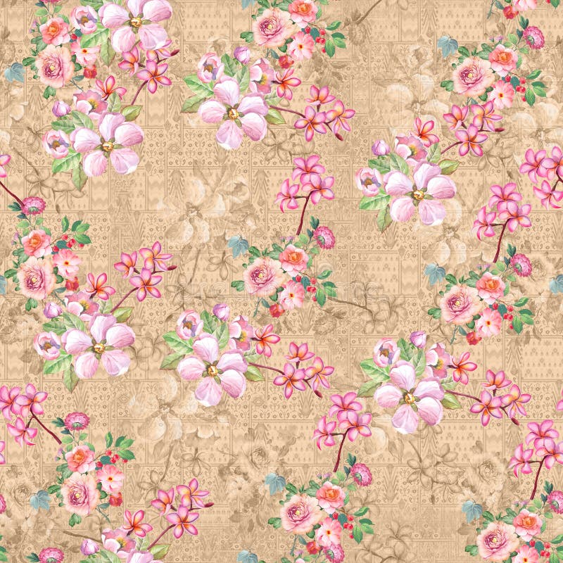 Digital Print Flower Pattern Design Stock Illustration - Illustration ...