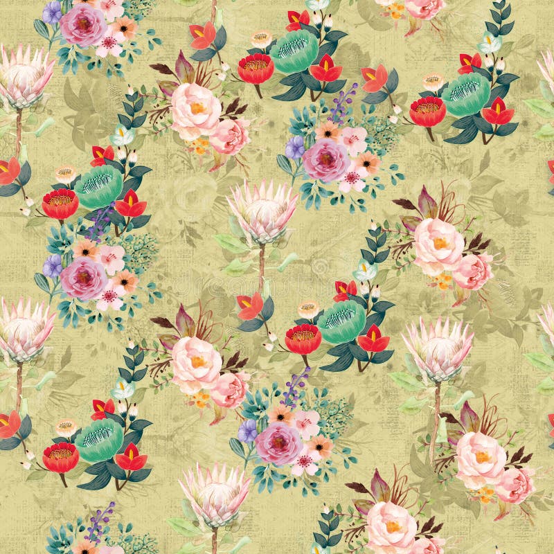 Digital Print Flower Pattern Design Stock Illustration - Illustration ...