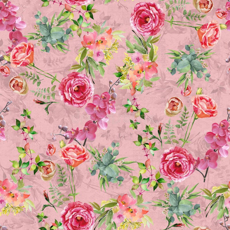 Digital Print Flower Pattern Design Stock Illustration - Illustration ...
