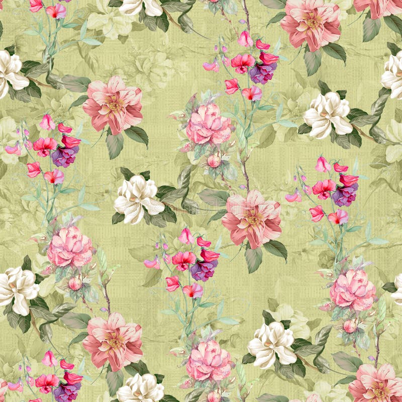 Digital Print Flower Pattern Design Stock Illustration - Illustration ...