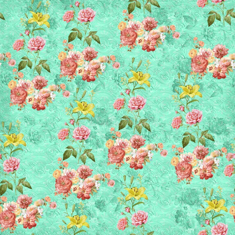 Digital Print Flower Pattern Design Stock Illustration - Illustration ...