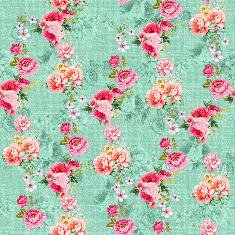 Digital Print Flower Pattern Design Stock Illustration - Illustration ...