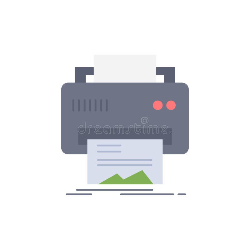 Digital, Printer, Printing, Hardware, Paper Flat Color Icon Vector ...