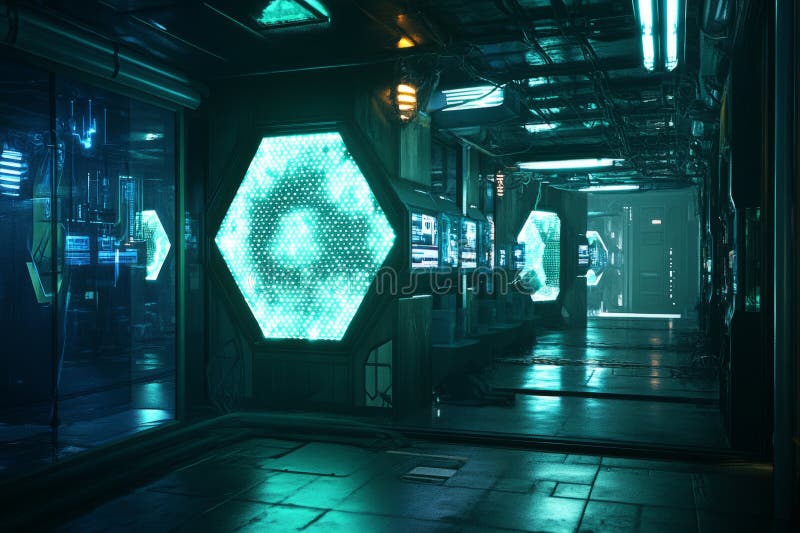 A Digital Prison Where Inmates are Contained within Individual Glowing ...