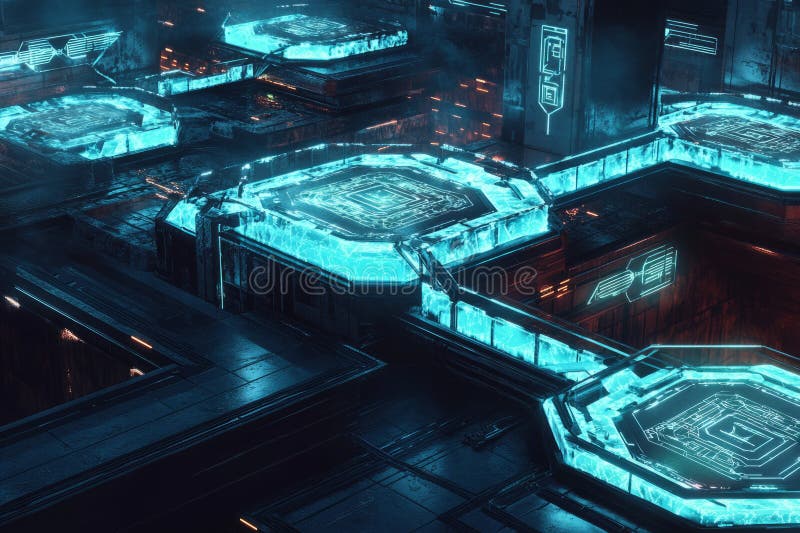 A Digital Prison Where Inmates are Contained within Individual Glowing ...