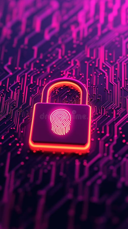 Digital Privacy Concept with Fingerprint Icon and Lock Symbolizing ...