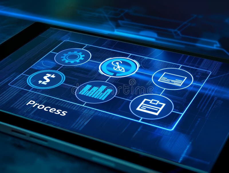 Digital Process Management Interface on Tablet Stock Image - Image of ...