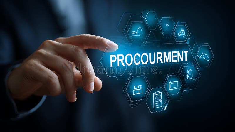 Digital Procurement Process with Futuristic Interface and Icons Stock ...