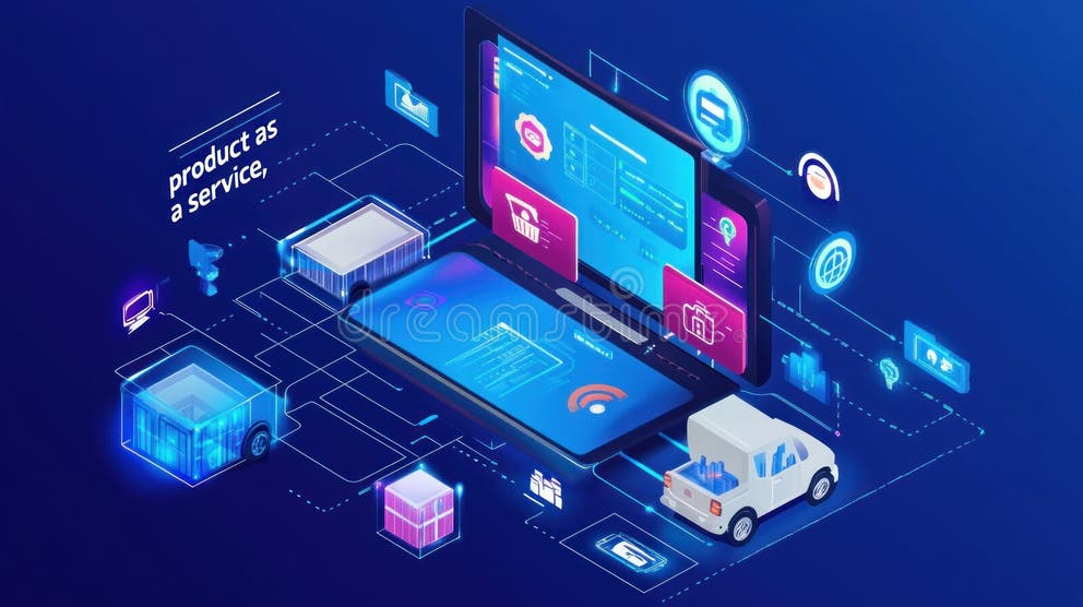 Digital Product Delivery Network Stock Illustration - Illustration of ...