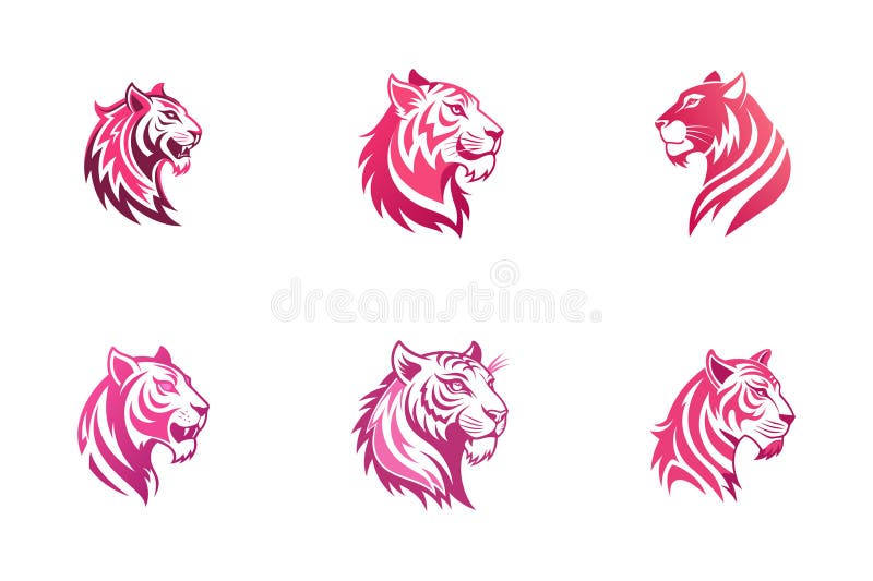 Tiger Side View Minimal Logo Logo Name Pink Stock Vector - Illustration ...