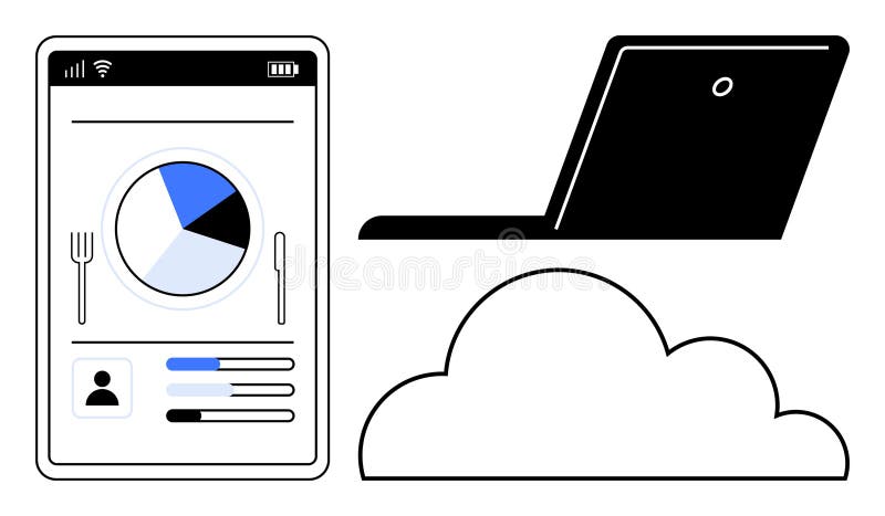 Digital Productivity Tools with Cloud Technology Represented by Tablet, Laptop, and Cloud Stock ...