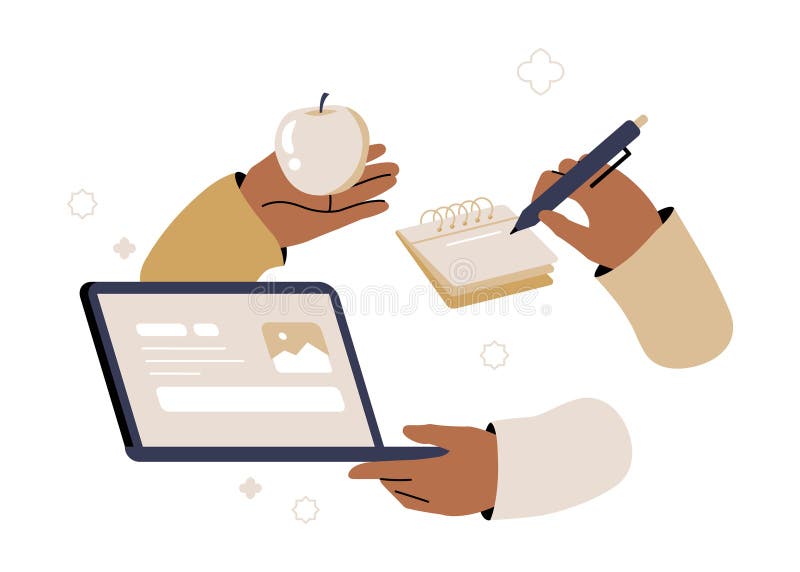 Digital Productivity Tools in Flat Vector Illustration Symbolizing ...