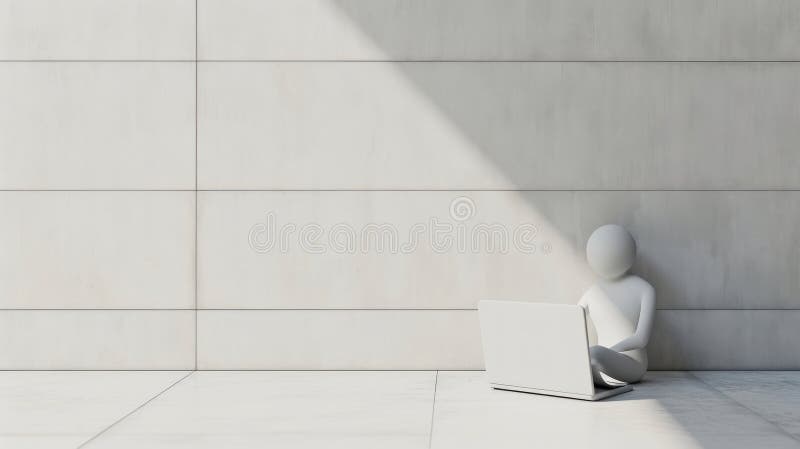 Digital Productivity: White Stick Figure Engaged in Notebook ...