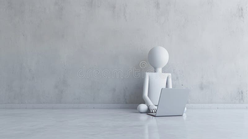 Digital Productivity: White Stick Figure Engaged in Notebook ...