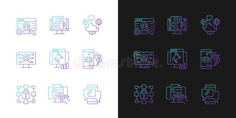Digital Proficiency RGB Color Icons Set Stock Vector - Illustration of ...