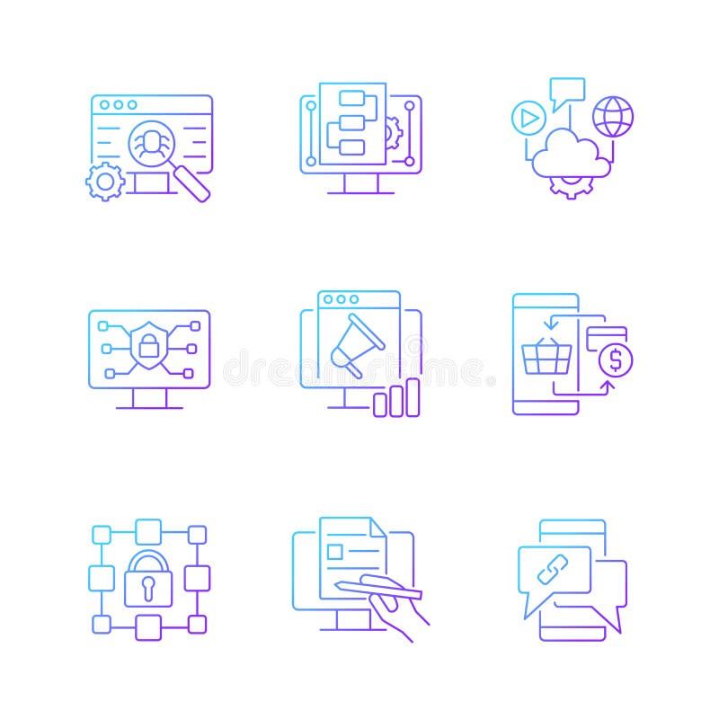 Digital Proficiency RGB Color Icons Set Stock Vector - Illustration of ...