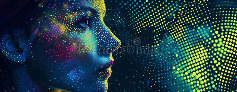 A Digital Profile of a Person in an Abstract Data Grid. Stock ...