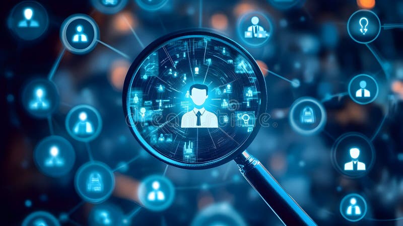 Digital Profile Under Magnifying Glass Highlighting Virtual Networking ...