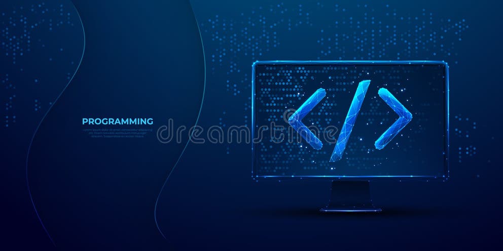 Programming Code On The Computer Screen Software Or Web Development Stock Vector Illustration