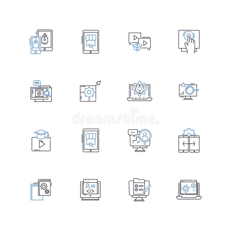 Digital Progression Line Icons Collection. Advancement, Development ...
