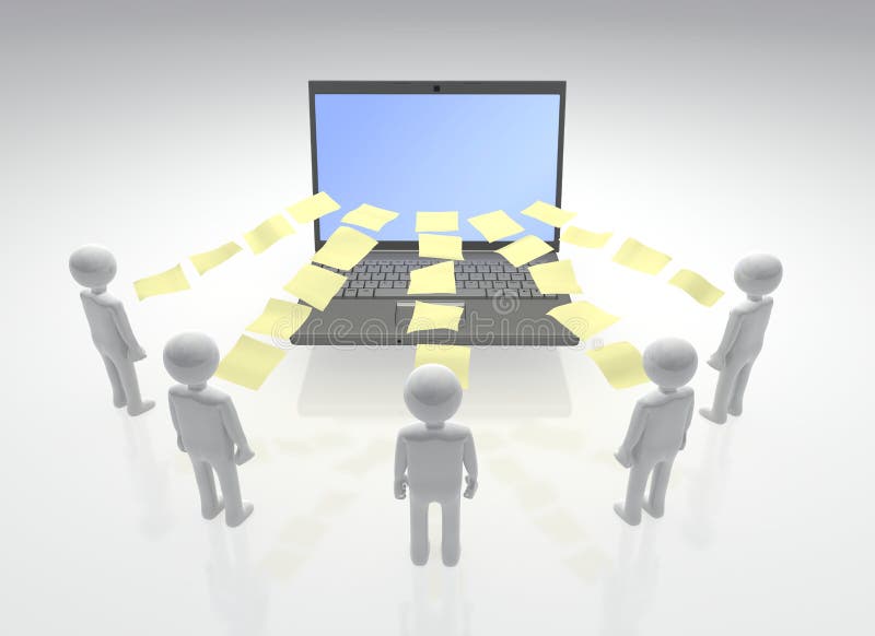 Digital Project Collaboration Stock Illustration - Illustration of ...