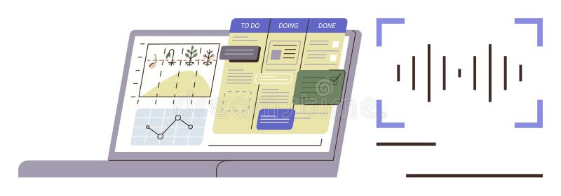 Digital Project Management with Task Boards and Analytics on Laptop Stock Vector - Illustration ...