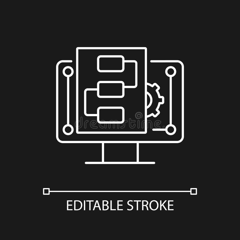 Digital Project Management White Linear Icon for Dark Theme Stock ...