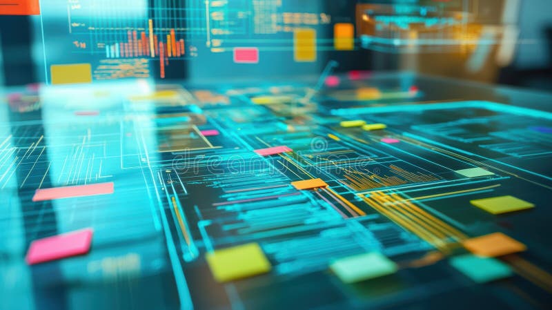 Digital Project Plan on Large Screen Display Stock Illustration ...