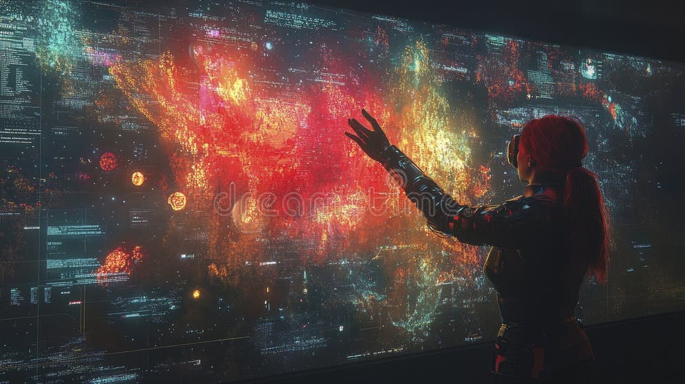 Digital Projection of a Complex Data Visualization Stock Illustration ...