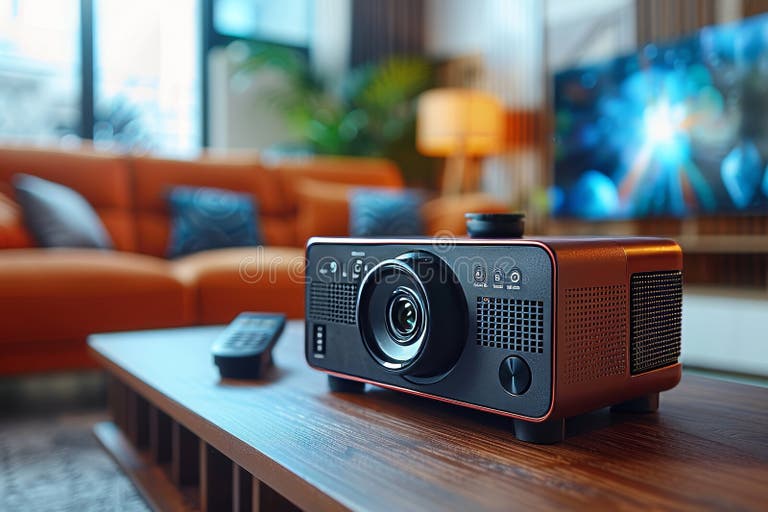 Digital Projector on Table with Remote for Home and Office Image and ...