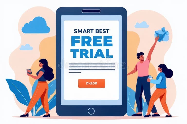 Digital Promotion Creative Visualization Free Trial Modern Context Stock Illustration ...