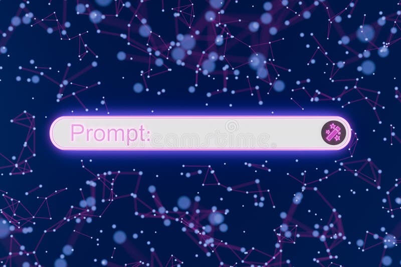 Digital Prompt Command Bar on Abstract Network Background Stock ...
