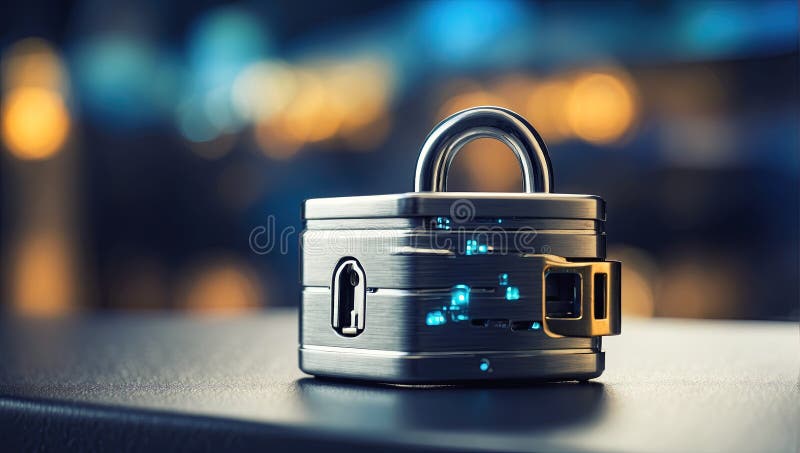 Padlock Icon Suspended before Sensitive Data. Generated with AI Stock ...
