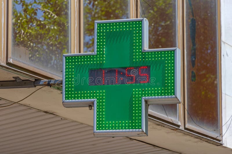 Digital Public Clock Cross stock image. Image of vojvodina - 283854551