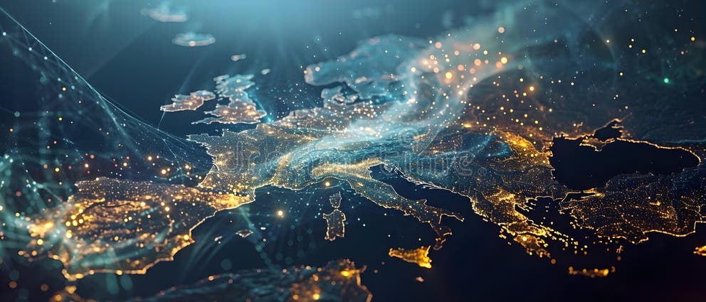 Digital Pulse of Europe: Internet Connectivity Network. Concept ...