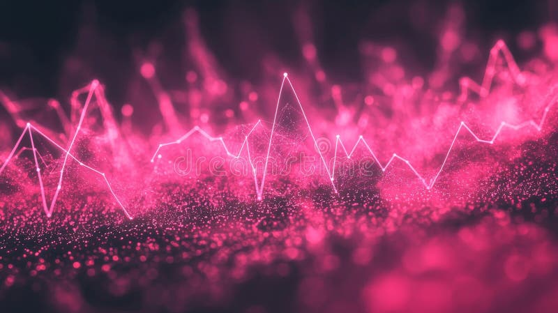 Digital Pulse on Red Technology Background Abstract Vital Signs in ...