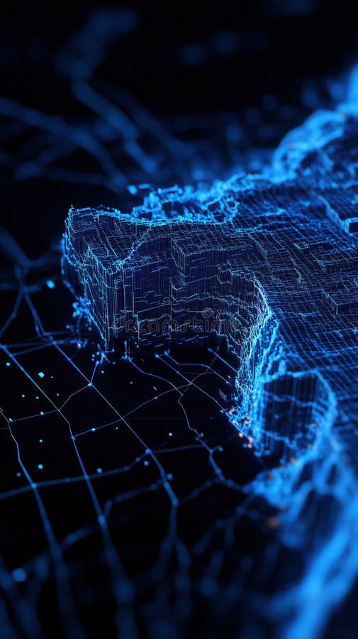 Digital Pulse Visualization of Earthquake Shockwave in Blue Tones Stock ...