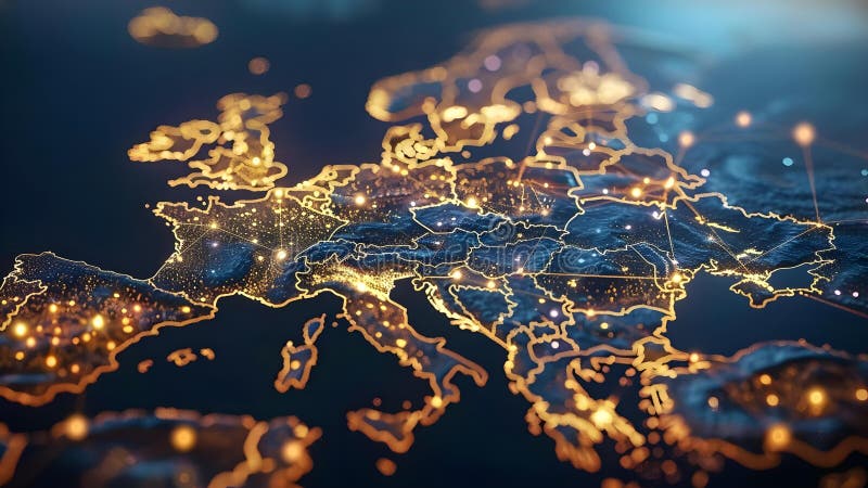 Digital Pulse of Western Europe: Connectivity and Tech Flow. Concept ...