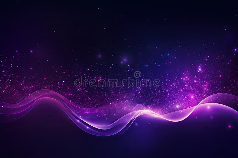 Digital Purple Particles Wave and Light, Abstract Background with ...