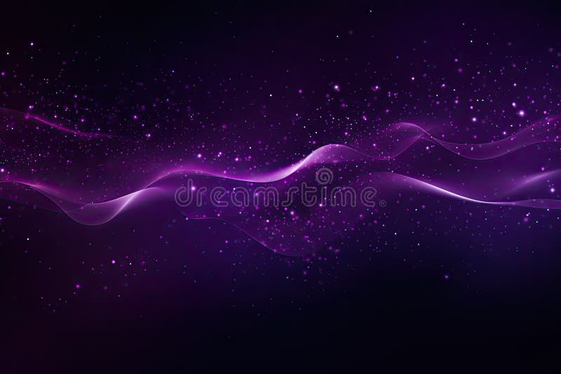 Digital Purple Particles Wave and Light, Abstract Background with ...