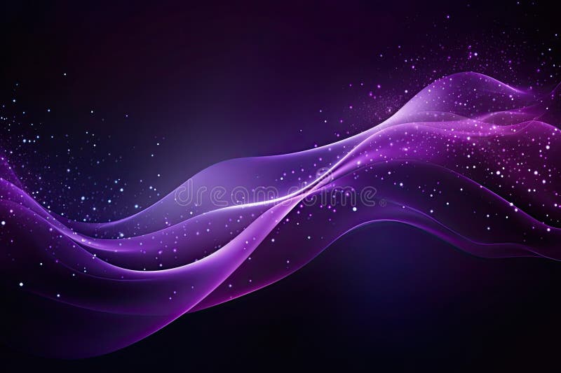 Digital Purple Particles Wave and Light, Abstract Background with ...