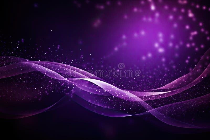 Digital Purple Particles Wave and Light, Abstract Background with ...