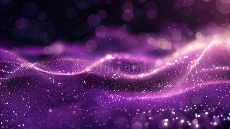 Digital Purple Particles Wave and Light, Abstract Background with ...
