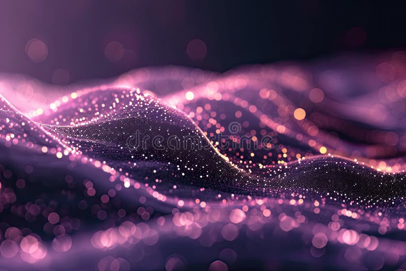 Digital Purple Particles Wave and Light, Abstract Background with ...