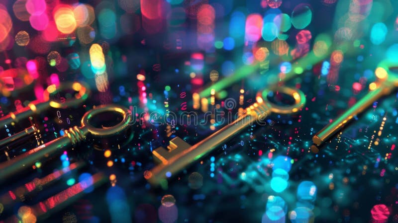 A Digital Puzzle Composed of Interlocking Abstract Keys Illustrating ...