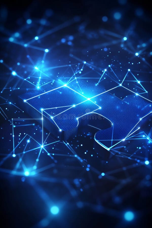 Digital Puzzle Piece on Blue Technology Background an Abstract Concept ...