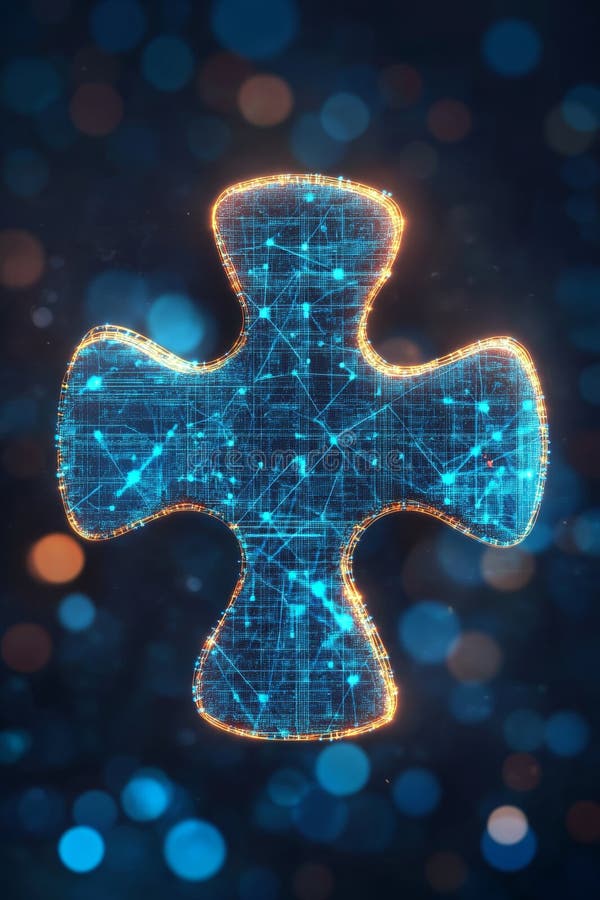 Digital Puzzle Piece on Blue Technology Background, Problem Solving ...