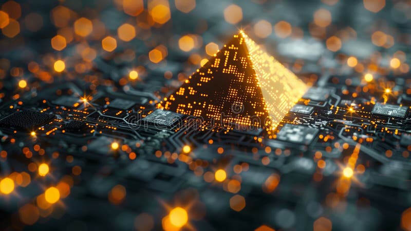 Digital Pyramid on a Circuit Board Stock Photo - Image of glow ...
